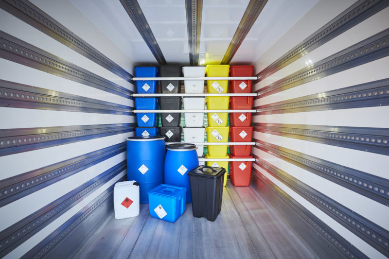 Umverpackung von Abfallbehältern - Abfallmanager Medizin